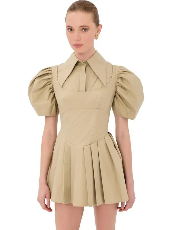 TOLU COKER Double Layered Mini Dress - Beige