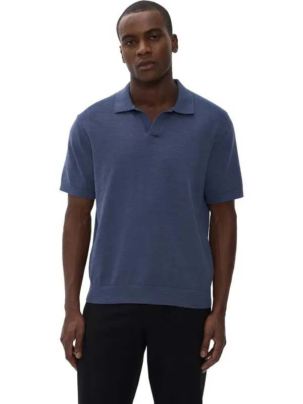 Madewell Johnny-collar Sweater Polo Shirt - Petrol Navy