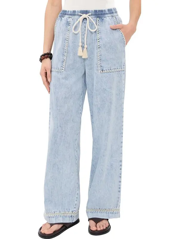 Rails Campo Pants In Light Wash Denim - Bleached Indigo Blanket Stitch