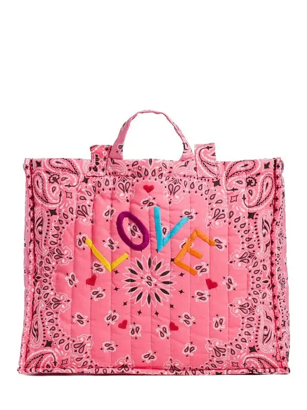 CALL IT BY YOUR NAME Quilted Maxi Cabas Tote Bag - Strawberry/pale Pink