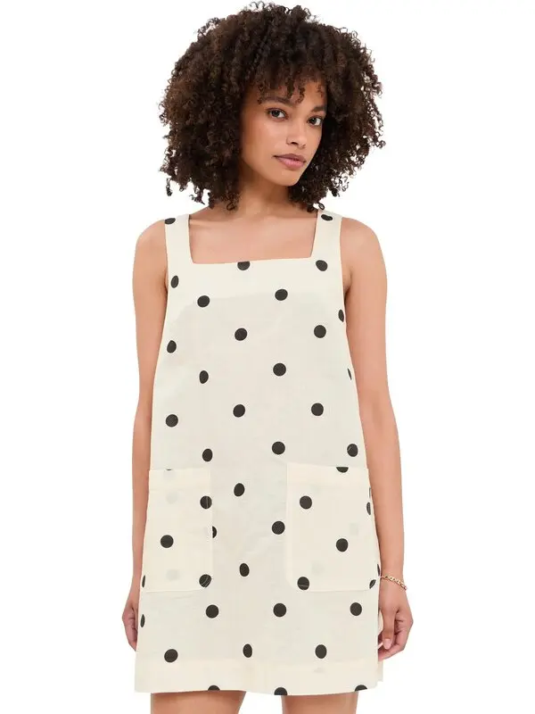 Blanknyc Polka Dot Square Neck Sleeveless Mini Dress - Cream/black Combo