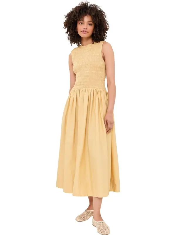 PISTOLA Gladys Smocked Bodice Midi Dress - Light Turmeric