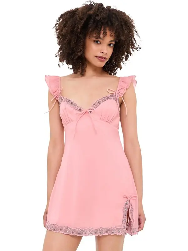 For Love & Lemons Bella Sparkle Slip Dress - Light Pink
