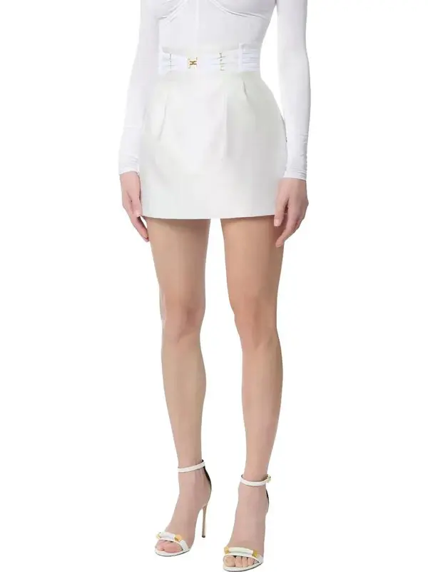 Elisabetta Franchi Elastic-strap Mini Skirt - White