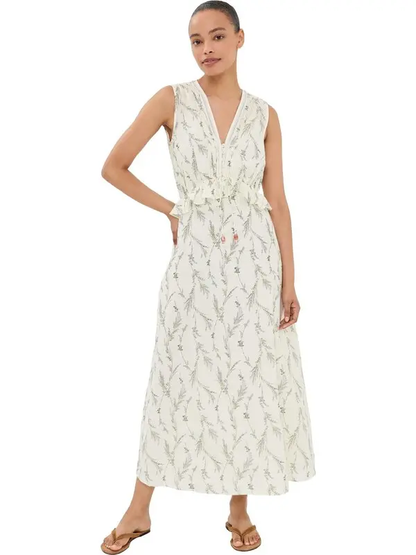 Veronica Beard Sleeveless Floral Maxi Dress With Resin Bead Accents - Dove Multi