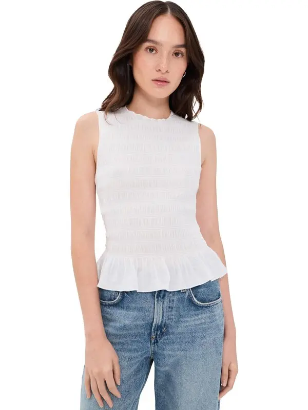 PISTOLA Phoebe Smocked Tank Top - Le Blanc