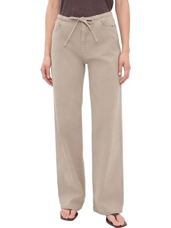 Warp + Weft Pull-on Wide Leg Jeans - Sand Dollar