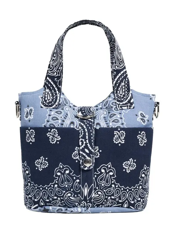 CALL IT BY YOUR NAME Joli Pocket Bandana Tote Bag - Navy/chambray