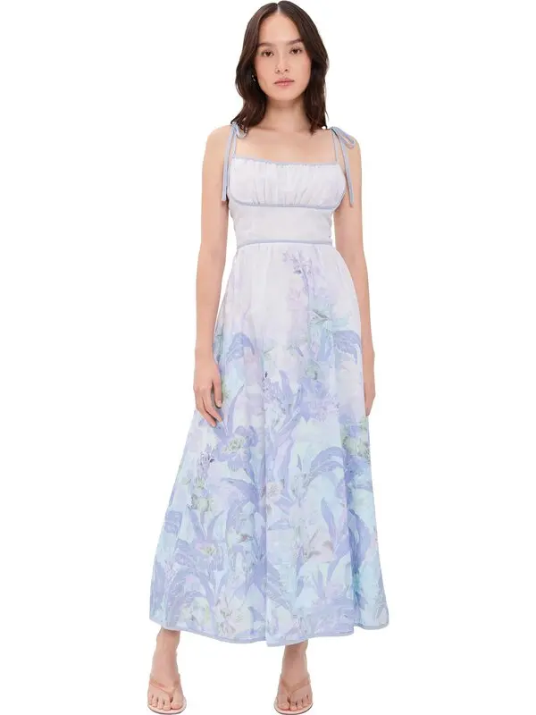 Astr The Label Dayana Floral Print Midi Dress - Purple Floral