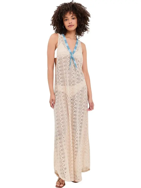HOUSE OF AAMA Lace Crochet Maxi Dress - Tan