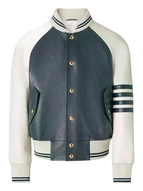 Thom Browne Raglan-sleeve Leather Jacket - Blue