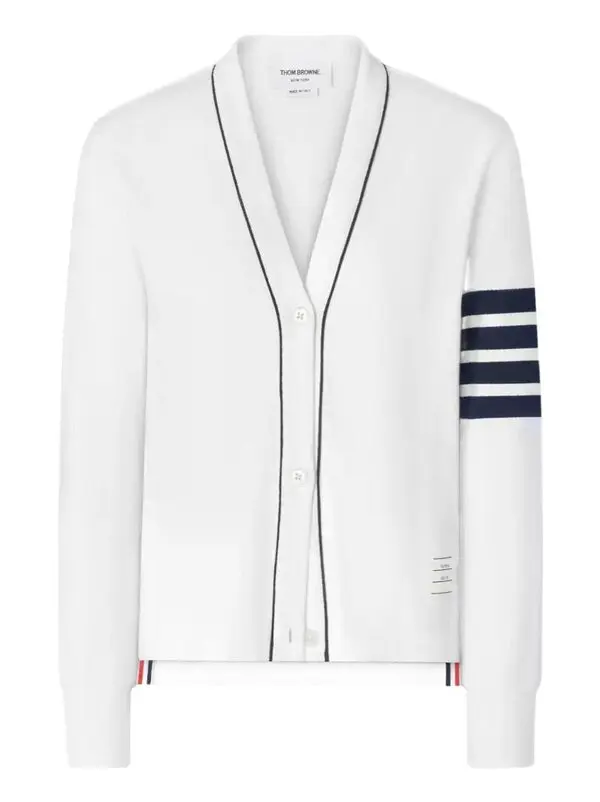 Thom Browne Loopback Piping 4-bar Cardigan - White