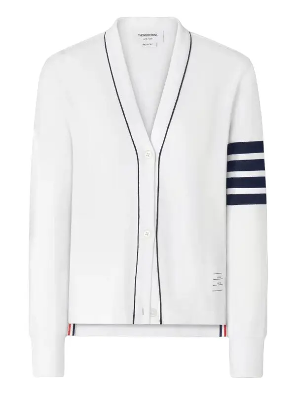 Thom Browne Loopback Piping 4-bar Cardigan - White