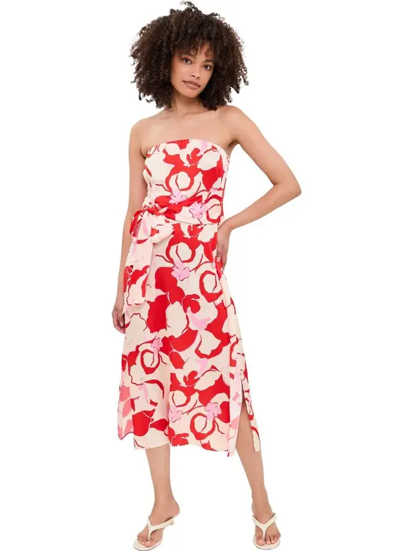 Misa Damalis Strapless Floral Print Midi Dress - Abstract Orchid