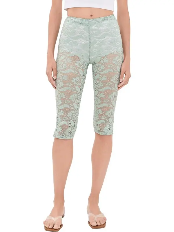 HOUSE OF AAMA Lace Capri Leggings - Mint