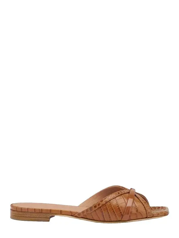 MALONE SOULIERS Perla Croc-embossed Sandals - Brown