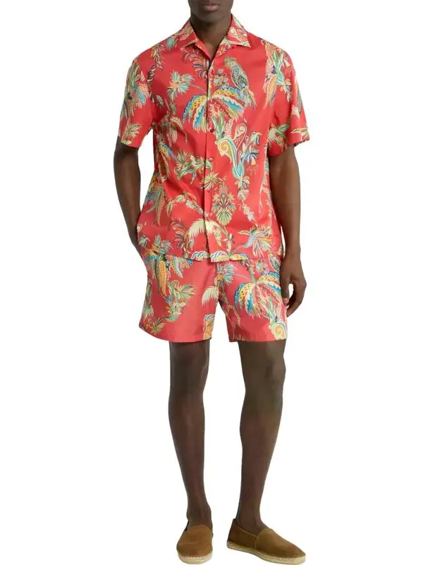 Etro Parrot And Palm-tree Print Shirt - Red