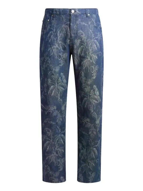 Etro All-over Jacquard Motif Jeans - Blue