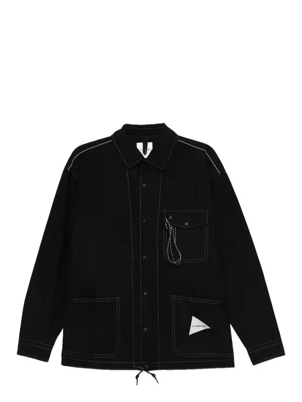 AND WANDER Cordura Logo-patched Shirt Jacket - Black
