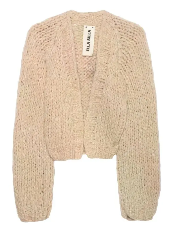 ELLA SILLA Chunky Knit Raglan Sleeve Cardigan - Neutrals