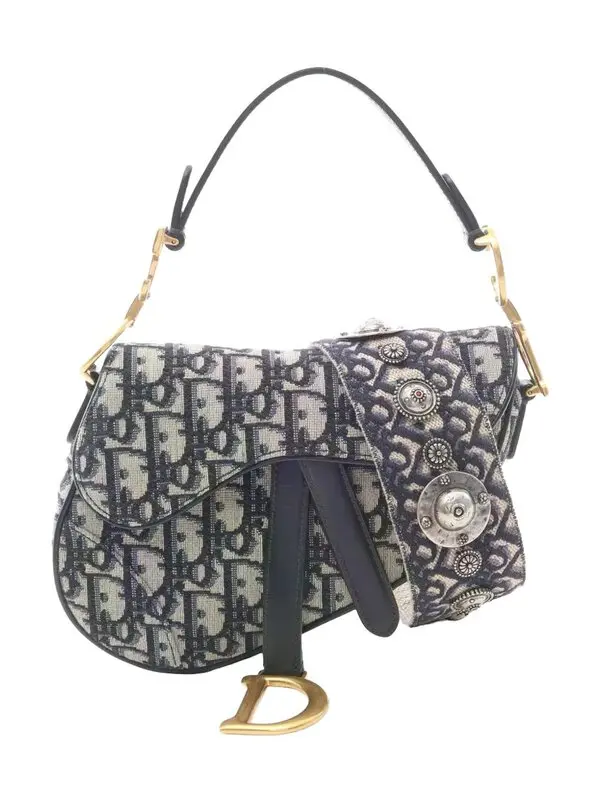 Dior Oblique Saddle Handbag - Neutrals