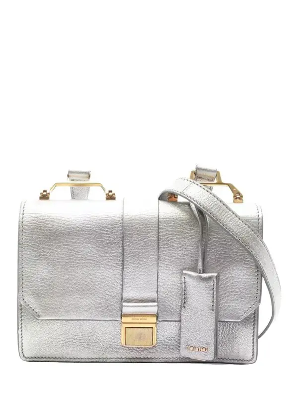 Miu Miu Madras Leather Shoulder Bag - Silver