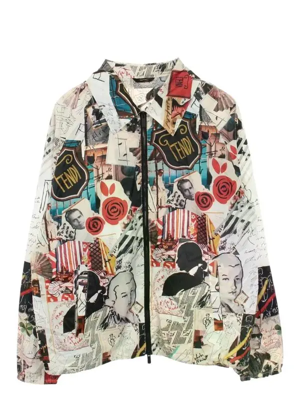 Fendi All-over Pattern Bomber Jacket - White