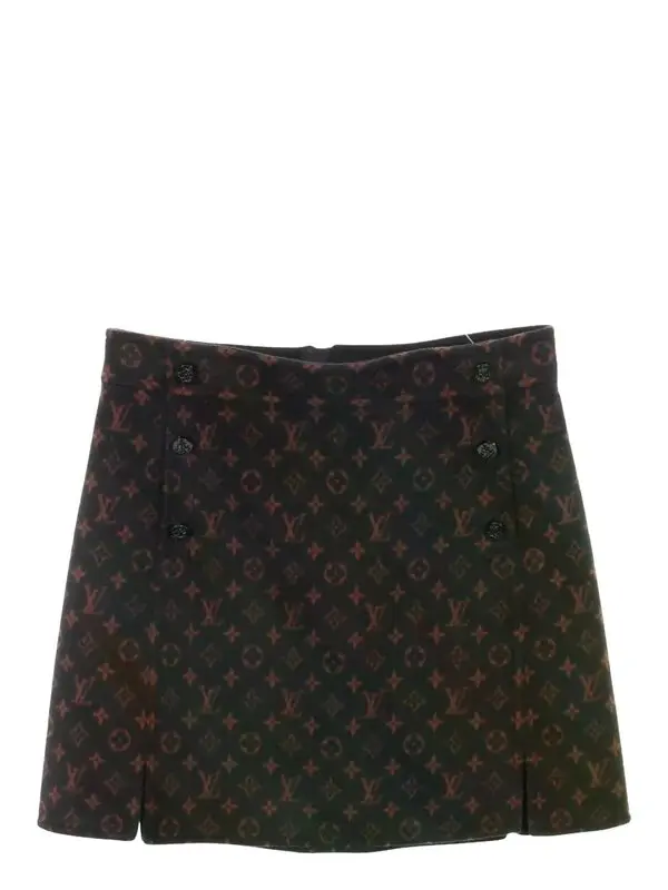 LOUIS VUITTON Monogram Buttoned Skirt - Black