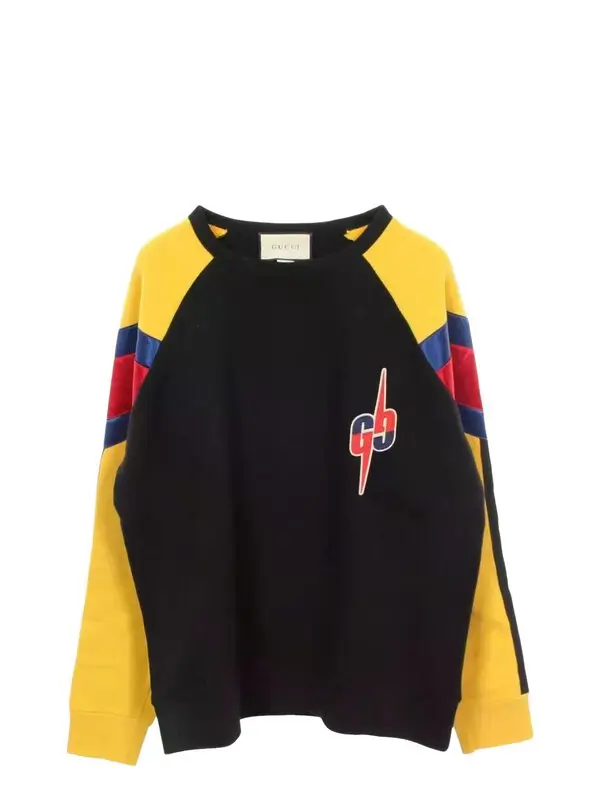 Gucci Gg Logo Patch Cotton Sweatshirt - Black