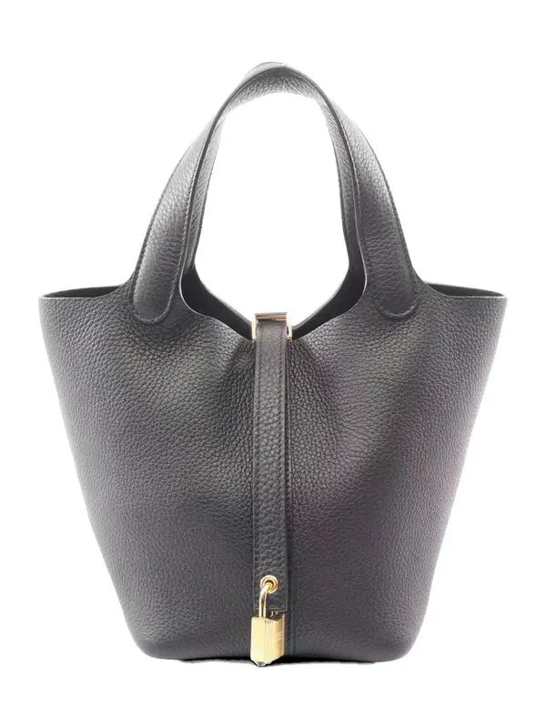 Hermès 2026 Pm Picotin Leather Tote Bag - Black