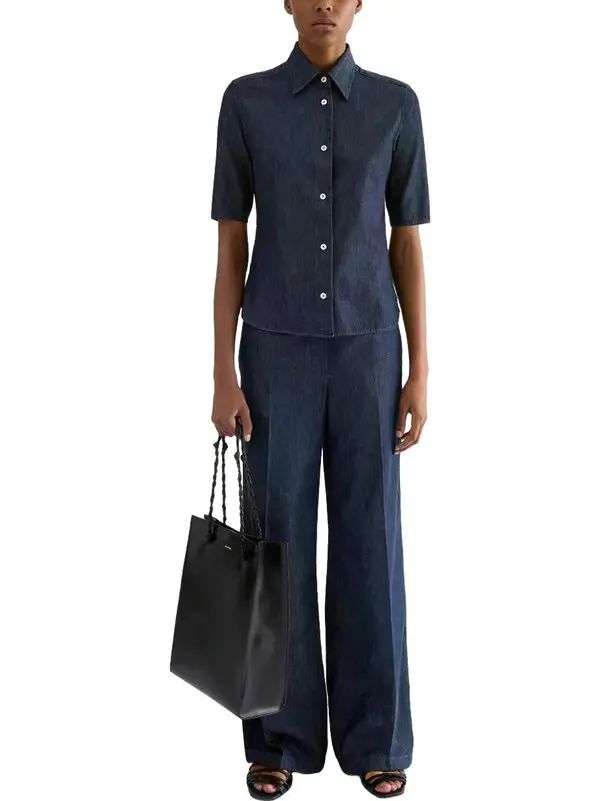 JIL SANDER Chambray Straight-leg Trousers - Blue