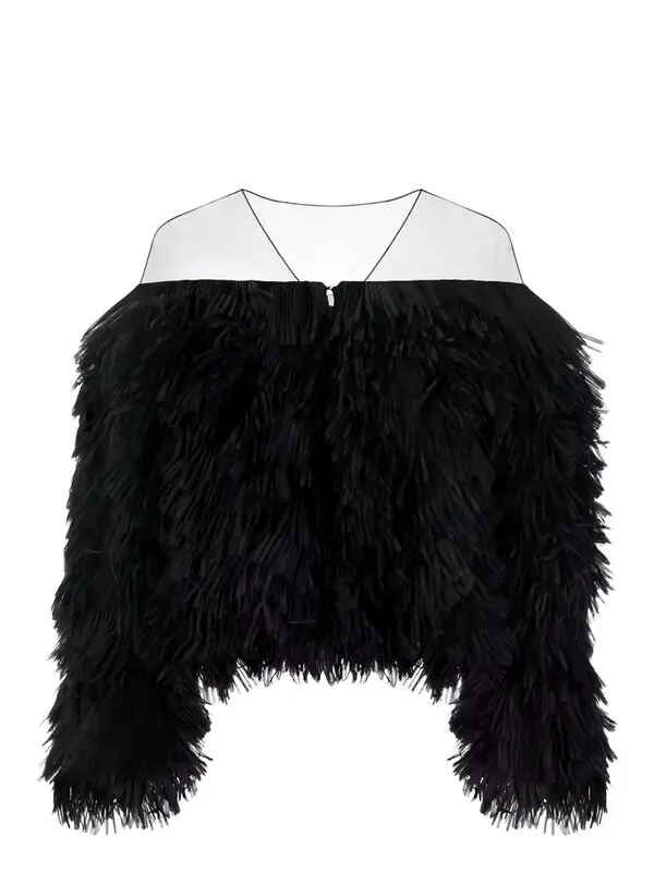 Elisabetta Franchi Frayed-effect Jacket - Black