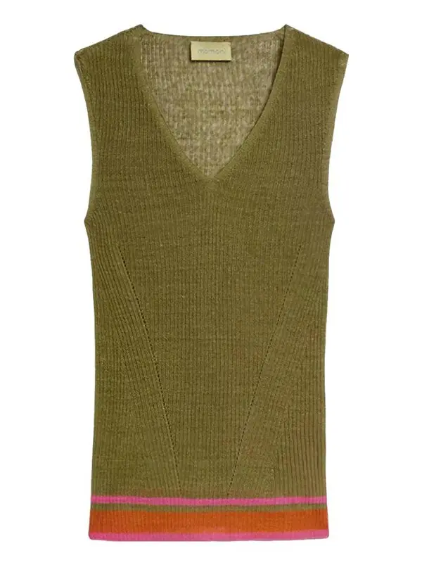 Momoni Ribbed Knit Ella Tank Top - Green
