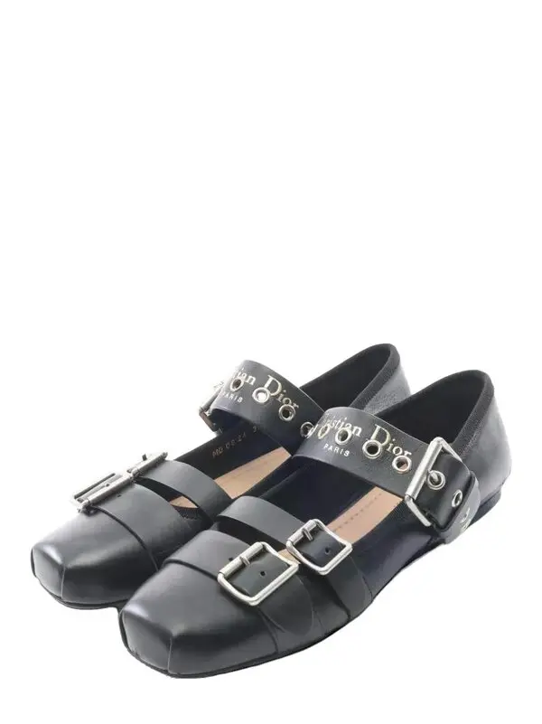 Dior Punk Buckled Ballet Flats - Black