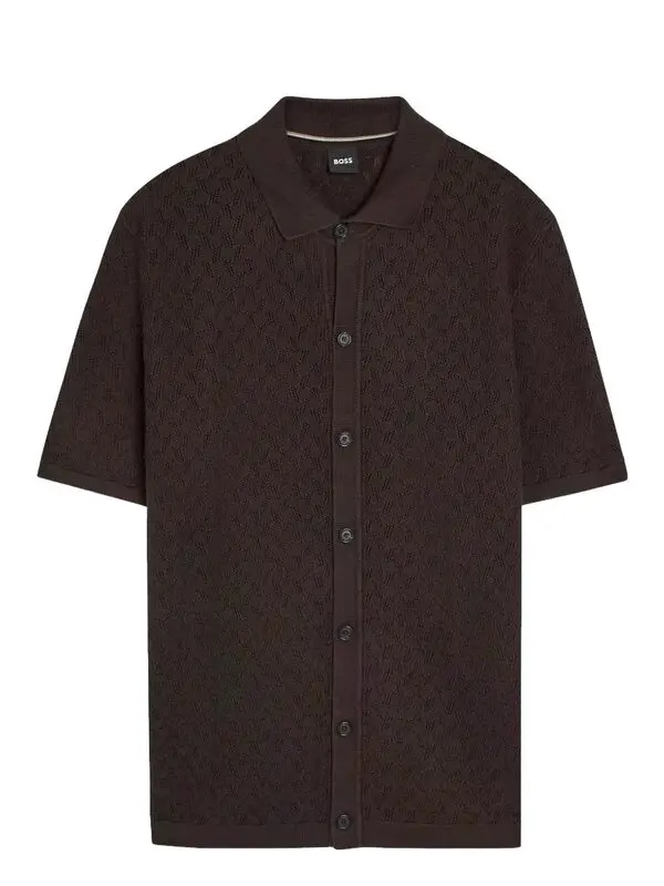 BOSS Pointelle-knit Button-down Cardigan - Brown