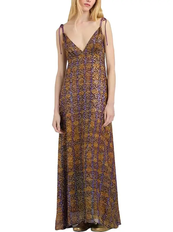 Momoni Fil Coupé Abstract Print Dress - Brown