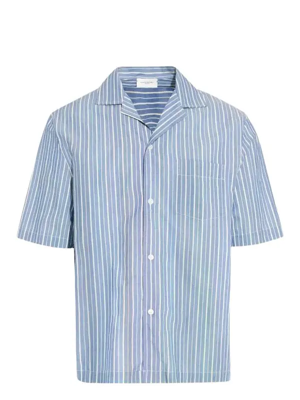 PAOLO PECORA Striped Short-sleeve Shirt - Blue