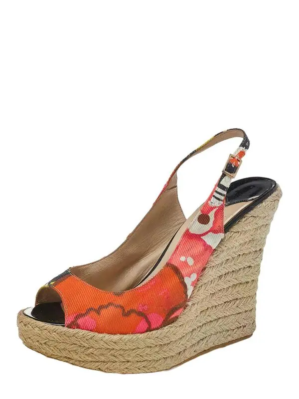 JIMMY CHOO 120mm Floral Print Espadrille Sandals - Red