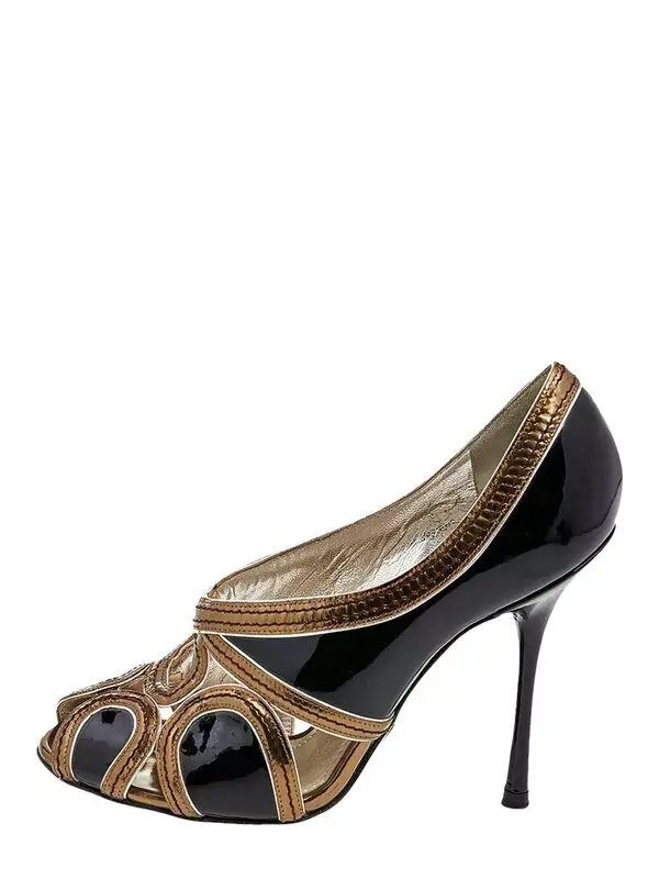 Dolce & Gabbana 105mm Patent Leather Peep-toe Pumps - Black