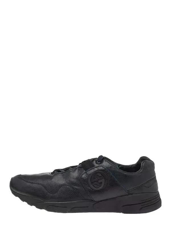 Gucci Gg Logo Leather Sneakers - Black