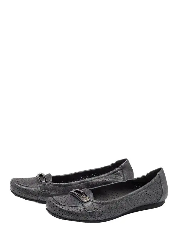 STUART WEITZMAN Perforated Crystal-embellished Loafers - Grey