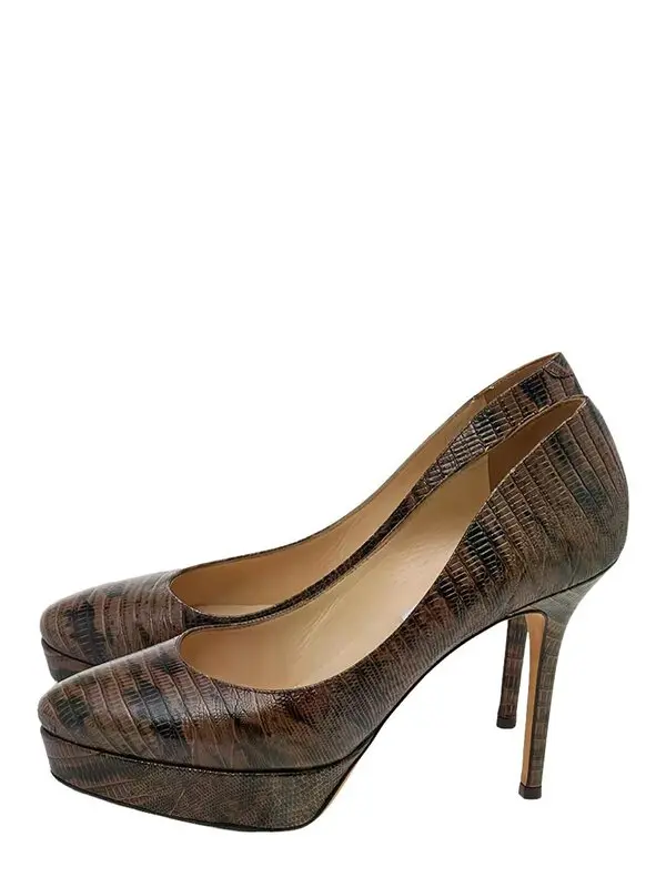 JIMMY CHOO 110mm Cosmic Lizard-embossed Heeled Pumps - Brown