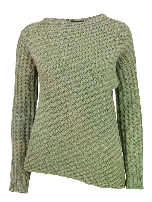 MAISON MARGIELA Ribbed Knit Asymmetric Sweater - Green