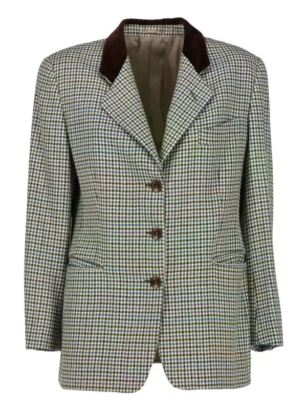 Burberry Houndstooth Velvet-collar Blazer - Grey