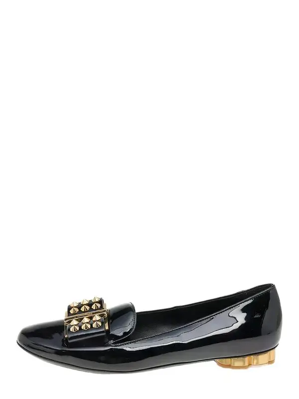 FERRAGAMO Patent Leather Flat Pumps - Black