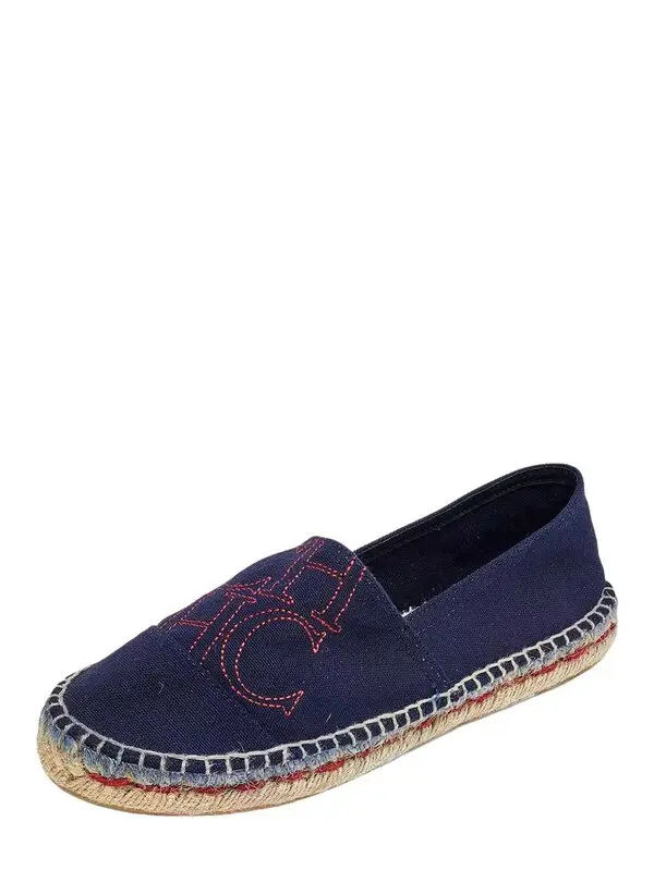 Carolina Herrera Monogram Detailed Canvas Flat Espadrilles - Blue