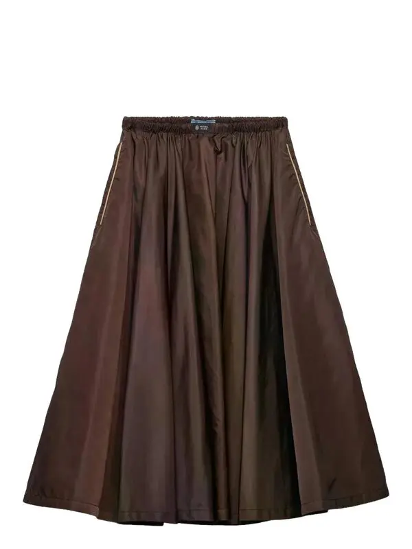 Prada Lightweight Gathered Re-nylon Skirt - Brown
