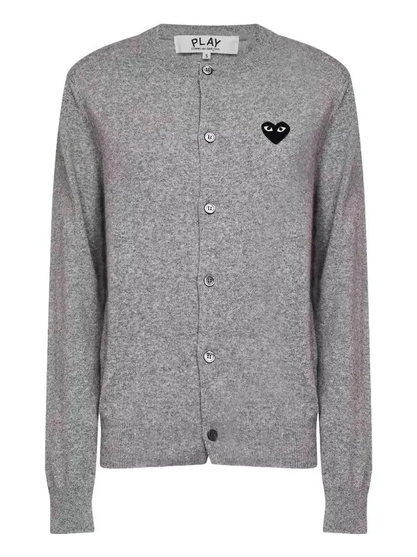 Play Comme Des Garcon Heart Emblem Cardigan - Grey