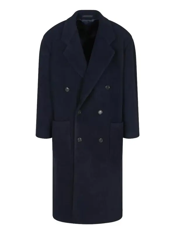 Giorgio Armani Double-breasted Navy Coat - Blue