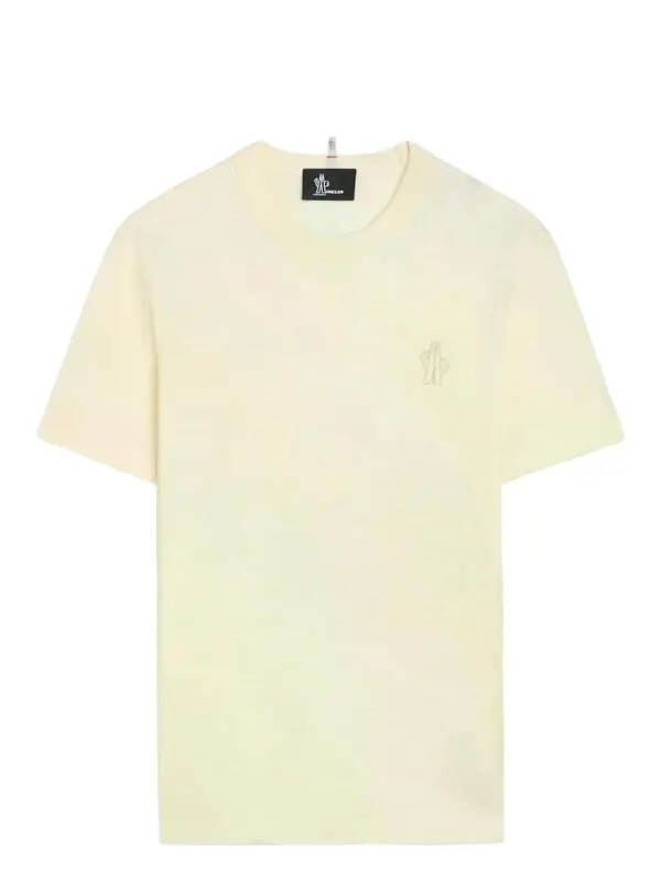 Moncler Logo Patch Slub Texture T-shirt - Neutrals